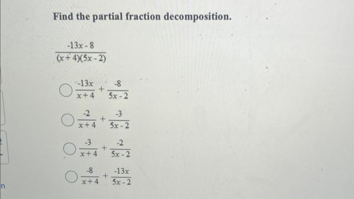 Solved Find the partial fraction decomposition. | Chegg.com