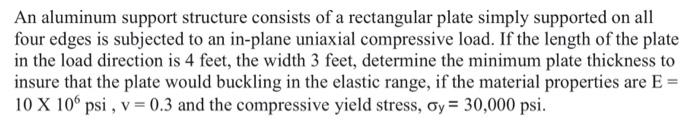 Solved An aluminum support structure consists of a | Chegg.com