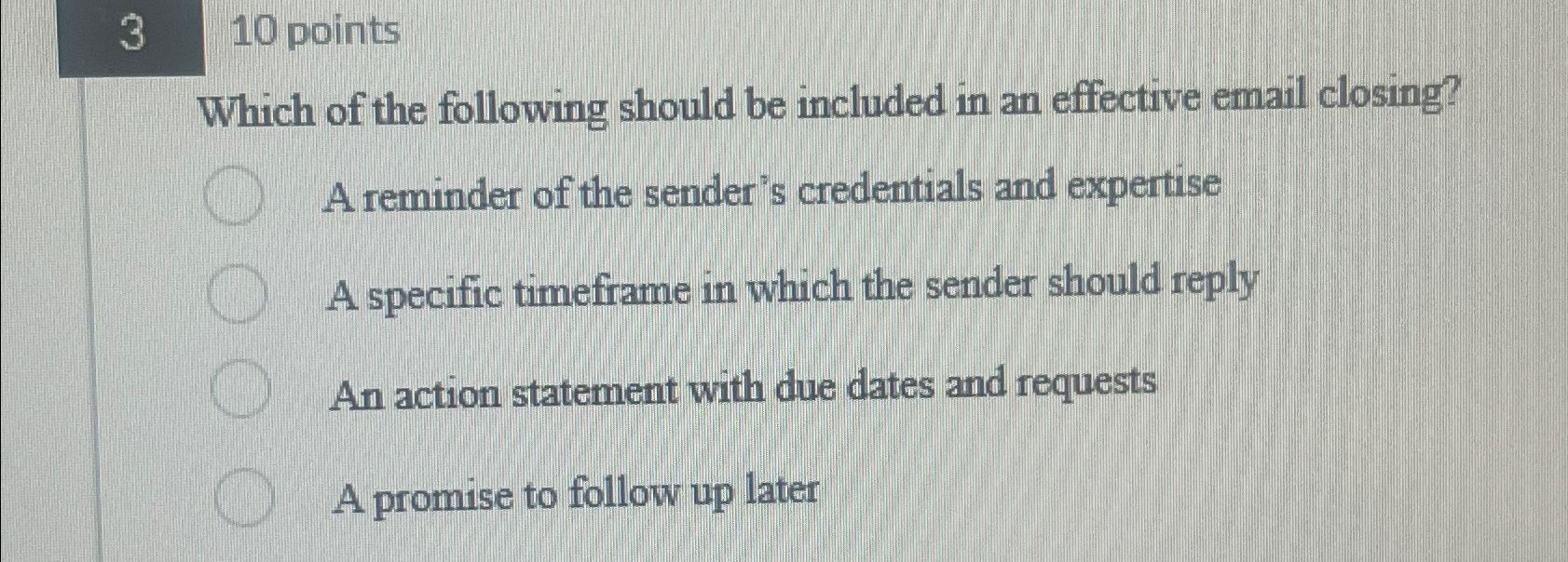 Solved 310 ﻿pointsWhich of the following should be included | Chegg.com
