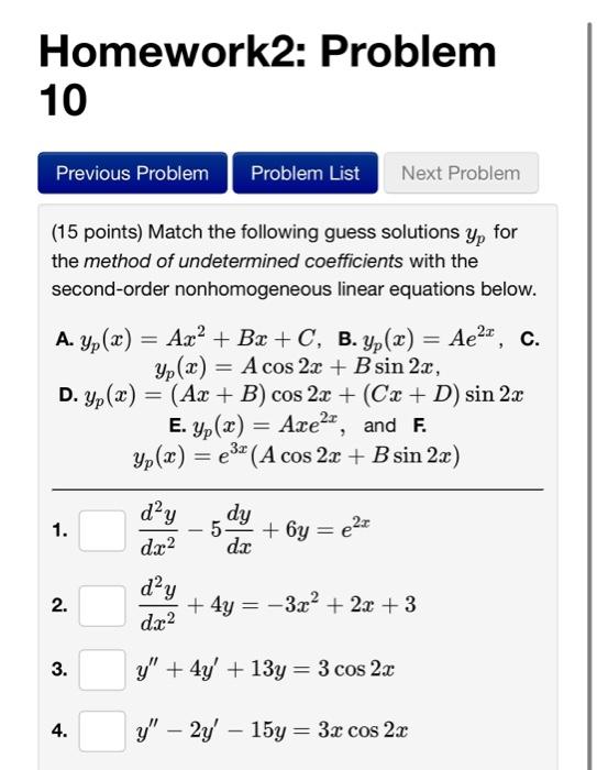 Solved Homework2: Problem 10 (15 points) Match the following | Chegg.com