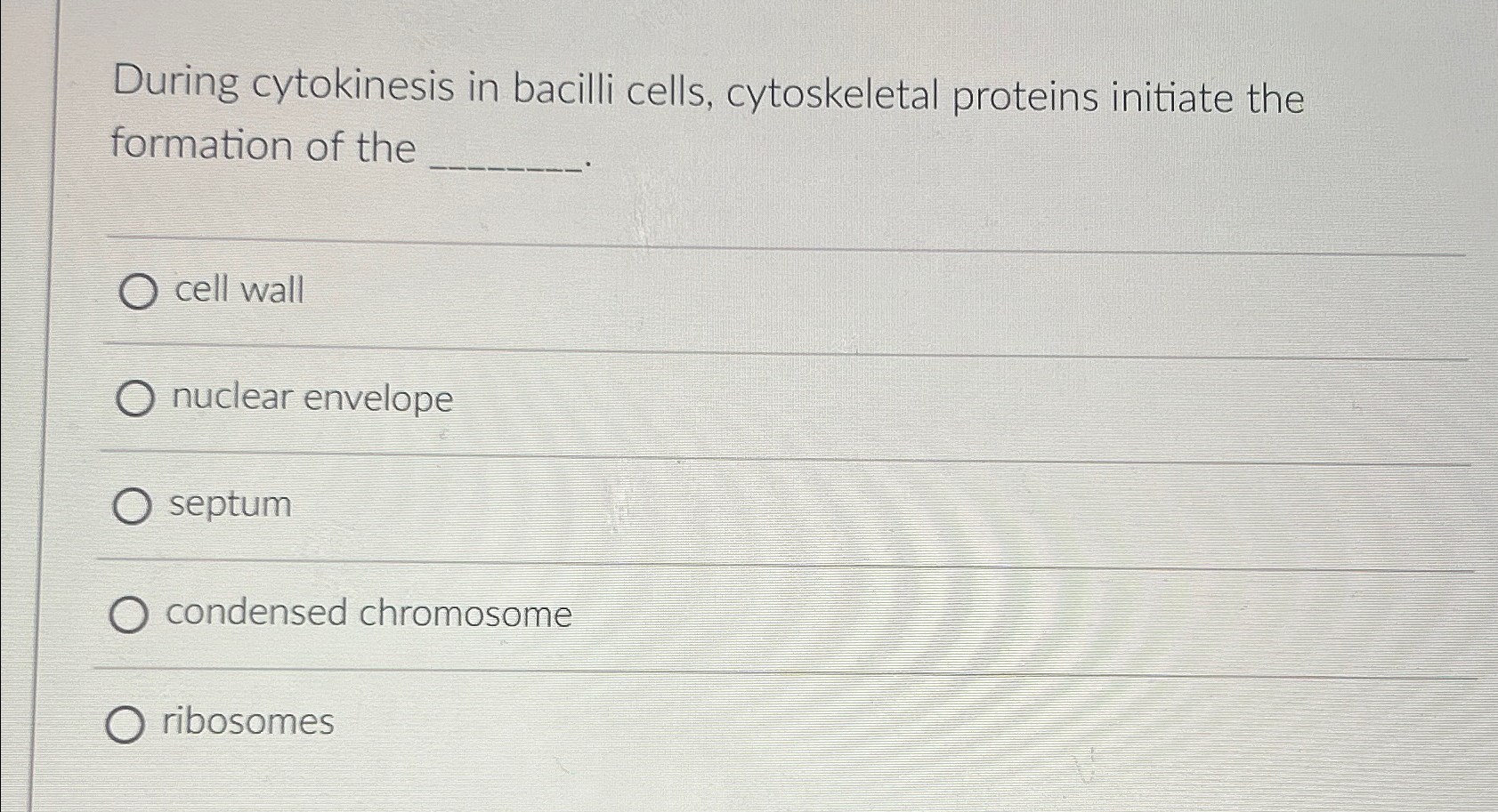 Solved During cytokinesis in bacilli cells, cytoskeletal | Chegg.com