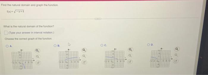 Solved Find the natural domain and graph the function. | Chegg.com