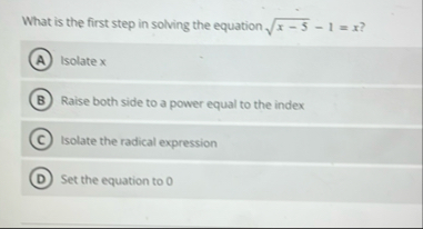 Solved What is the first step in solving the equation | Chegg.com