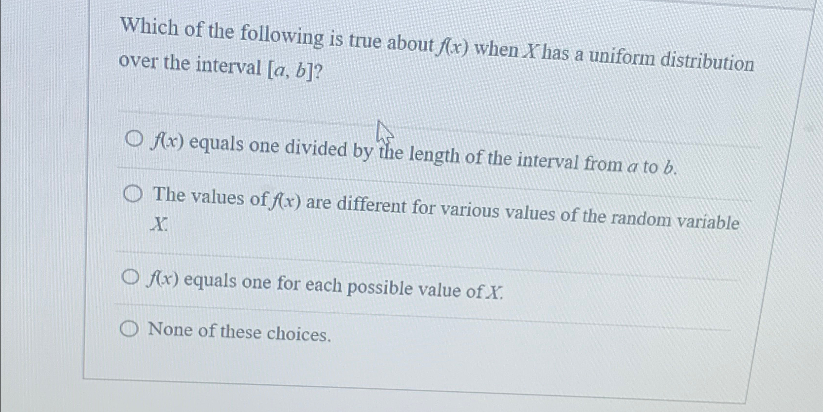 Solved Which of the following is true about f(x) ﻿when x | Chegg.com