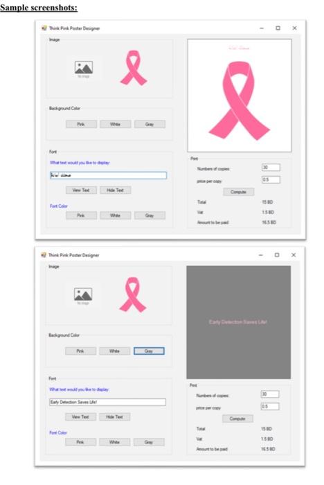 Solved Develop A Vb Application That Designs A Poster By