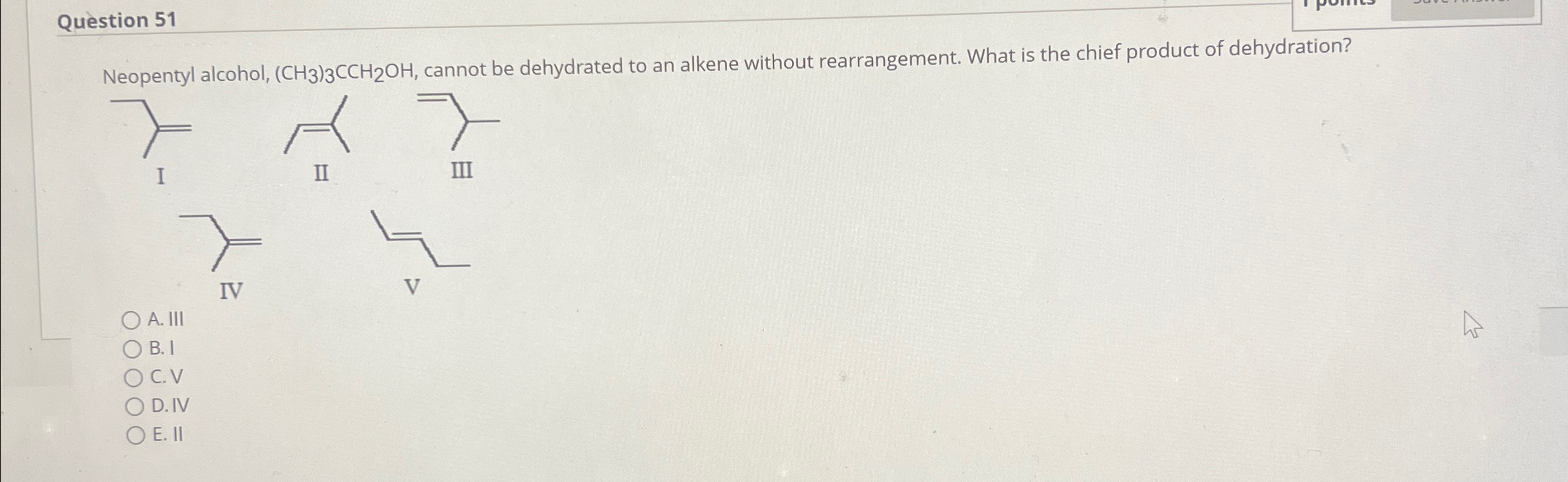Solved Question 51Nonnontul alrohol. (CH2)3CCH2OH, ﻿cannot | Chegg.com