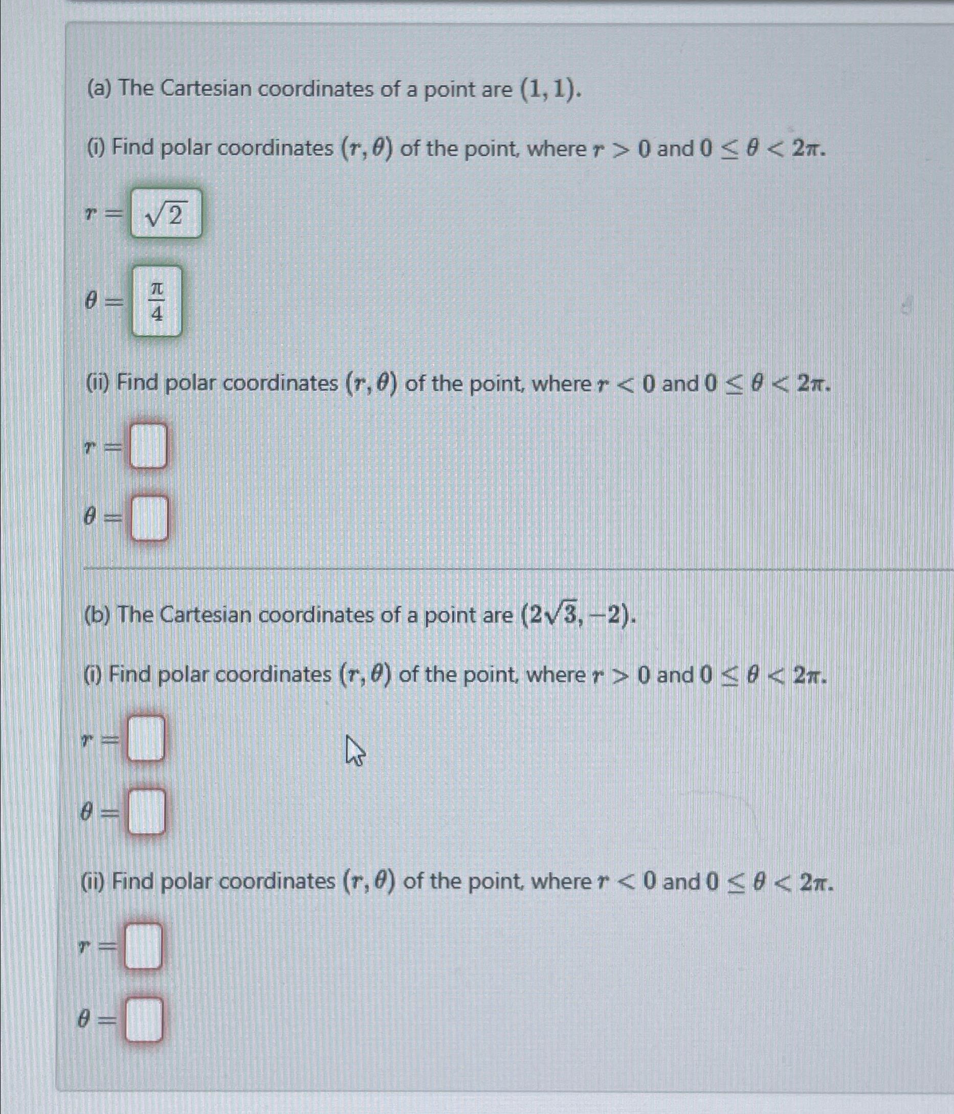 Solved (a) ﻿The Cartesian coordinates of a point are | Chegg.com