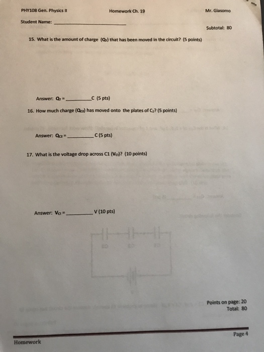 Solved PHY108 Gen. Physics II Homework Ch. 19 Student Name: | Chegg.com