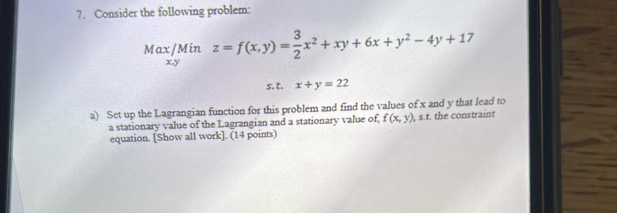Solved Consider the following | Chegg.com
