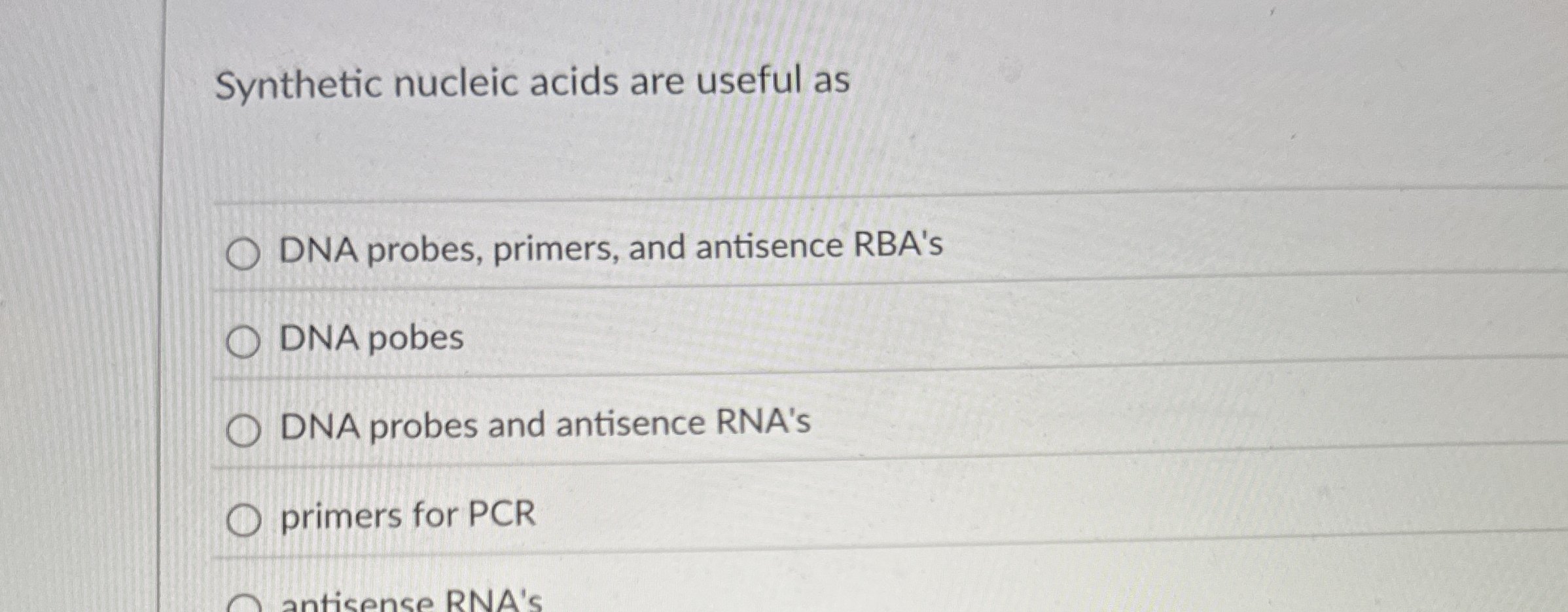 Solved Synthetic nucleic acids are useful asDNA probes, | Chegg.com