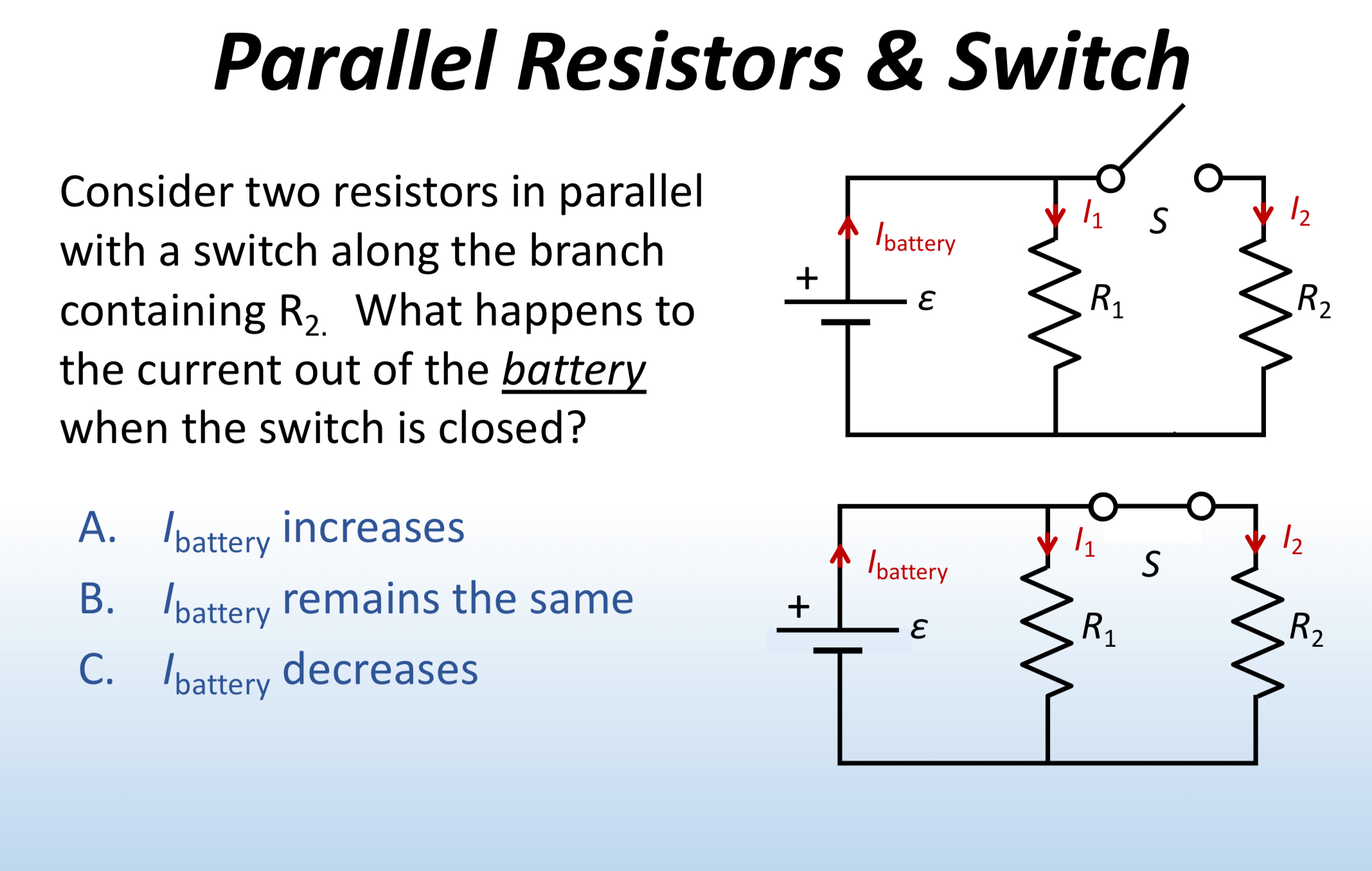 Solved Parallel Resistors & SwitchConsider two resistors in | Chegg.com