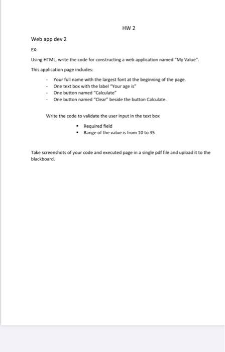 Solved Web App Dev 2 Ex Using Html Write The Code For 