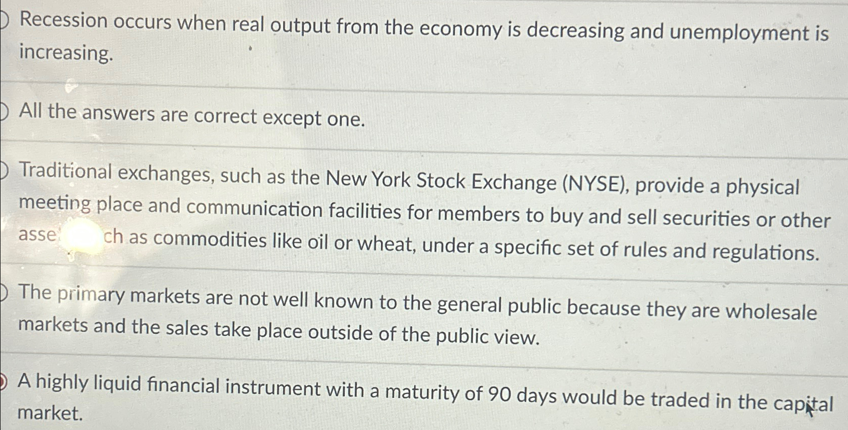 Solved Recession occurs when real output from the economy is | Chegg.com