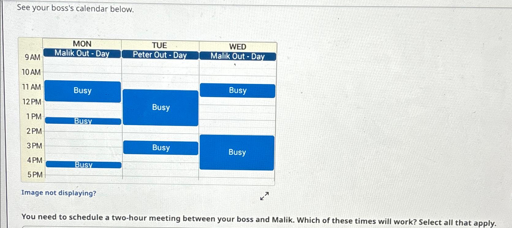 Solved See your boss's calendar | Chegg.com