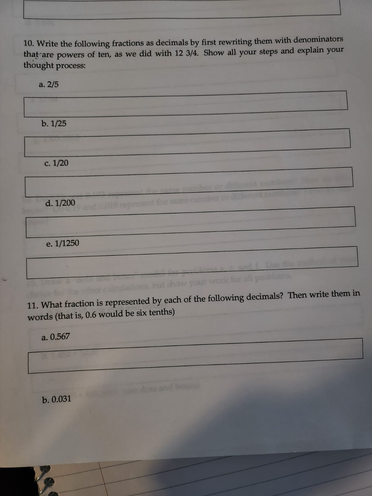 Write the following fractions as decimals by first | Chegg.com