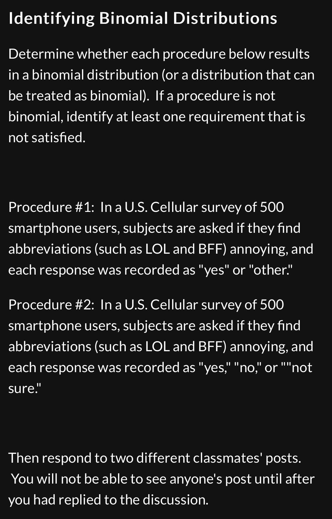 Solved Identifying Binomial DistributionsDetermine whether | Chegg.com