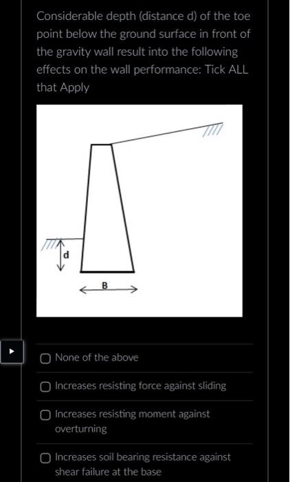 Solved Considerable depth (distance d) of the toe point | Chegg.com