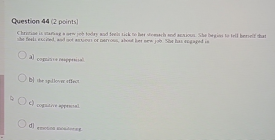 Solved Question 44 (2 ﻿points)Christine is starting a new | Chegg.com