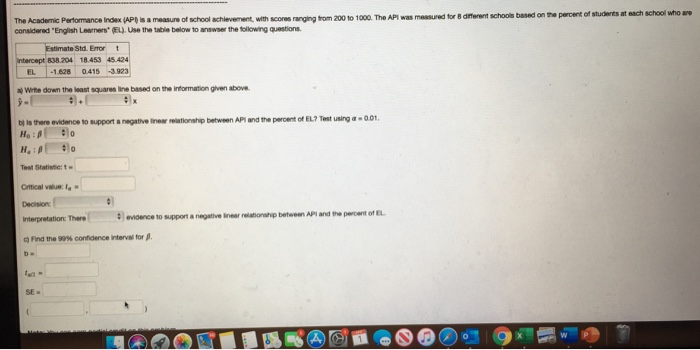 Solved The Academic Performance Index Pisa memure of school | Chegg.com