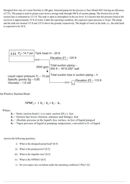 Solved Designed flow rate of a water flowline is 300gpm. | Chegg.com