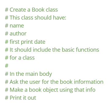 Solved # Create a Book class # This class should have: | Chegg.com
