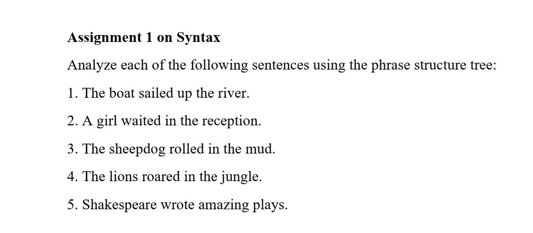 Solved Assignment 1 on Syntax Analyze each of the following | Chegg.com