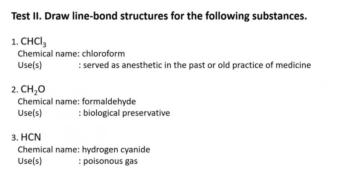 Solved Test II. ﻿Draw line-bond structures for the following | Chegg.com