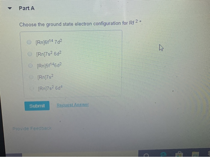Solved Part A Choose The Ground State Electron Configuration