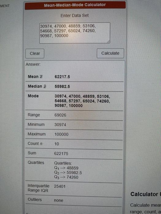 Solved Which measure of central tendency represents the | Chegg.com