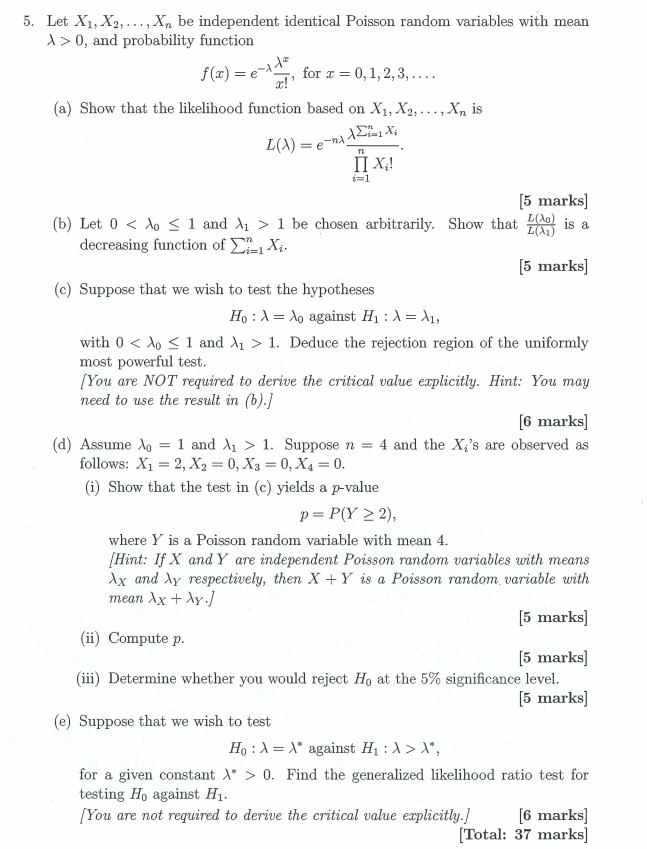 Solved Let x1,x2,dots,xn be ﻿independent identical Poisson | Chegg.com