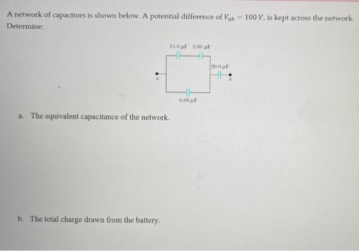 Solved A network of capacitors is shown below. A potential | Chegg.com