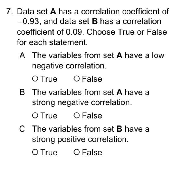 Solved −0.93, and data set B has a correlation coefficient | Chegg.com