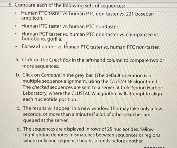 g. Human PTC taster vs. human PTC non-taster vs. 221 | Chegg.com