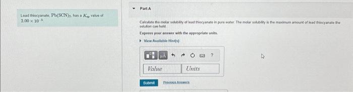 Solved Lead ttiocyanate, Pb(SCN)2, has a Keq value of | Chegg.com