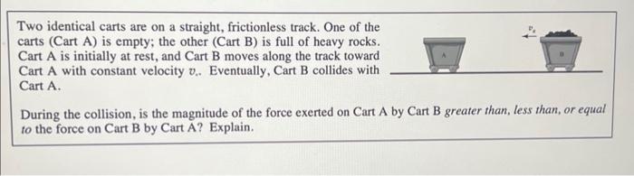 Solved Two identical carts are on a straight, frictionless | Chegg.com