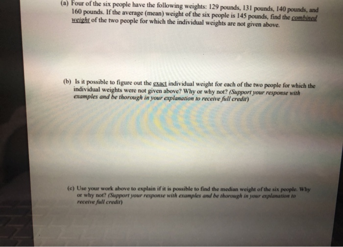 Solved (a) Four of the six people have the following | Chegg.com