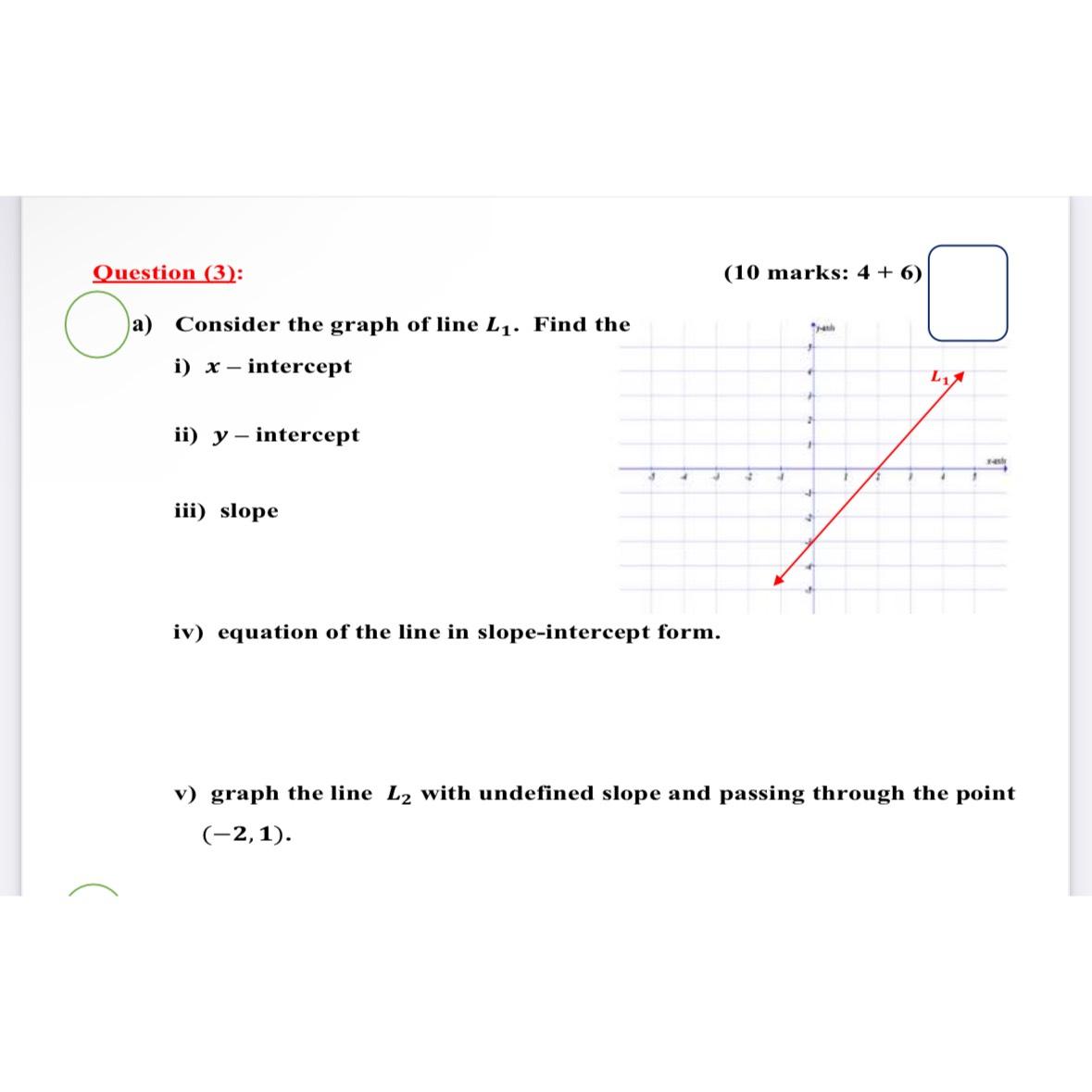 Solved Question (3):a) ﻿Consider the graph of line L1. | Chegg.com