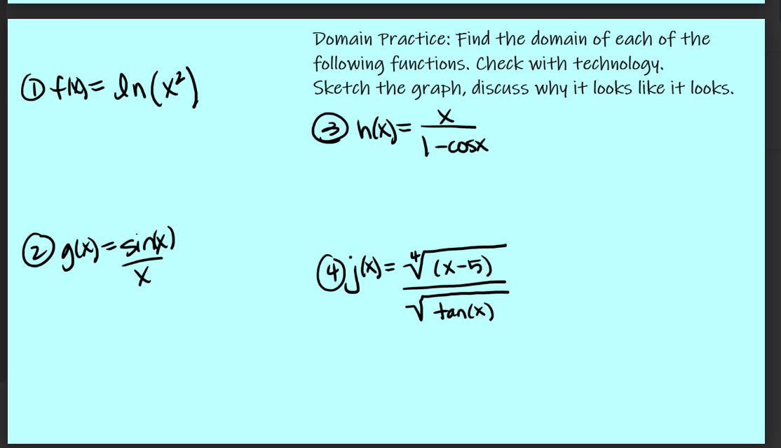 Domain Practice: Find the domain of ﻿each of | Chegg.com