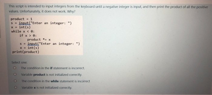 Solved This script is intended to input integers from the | Chegg.com