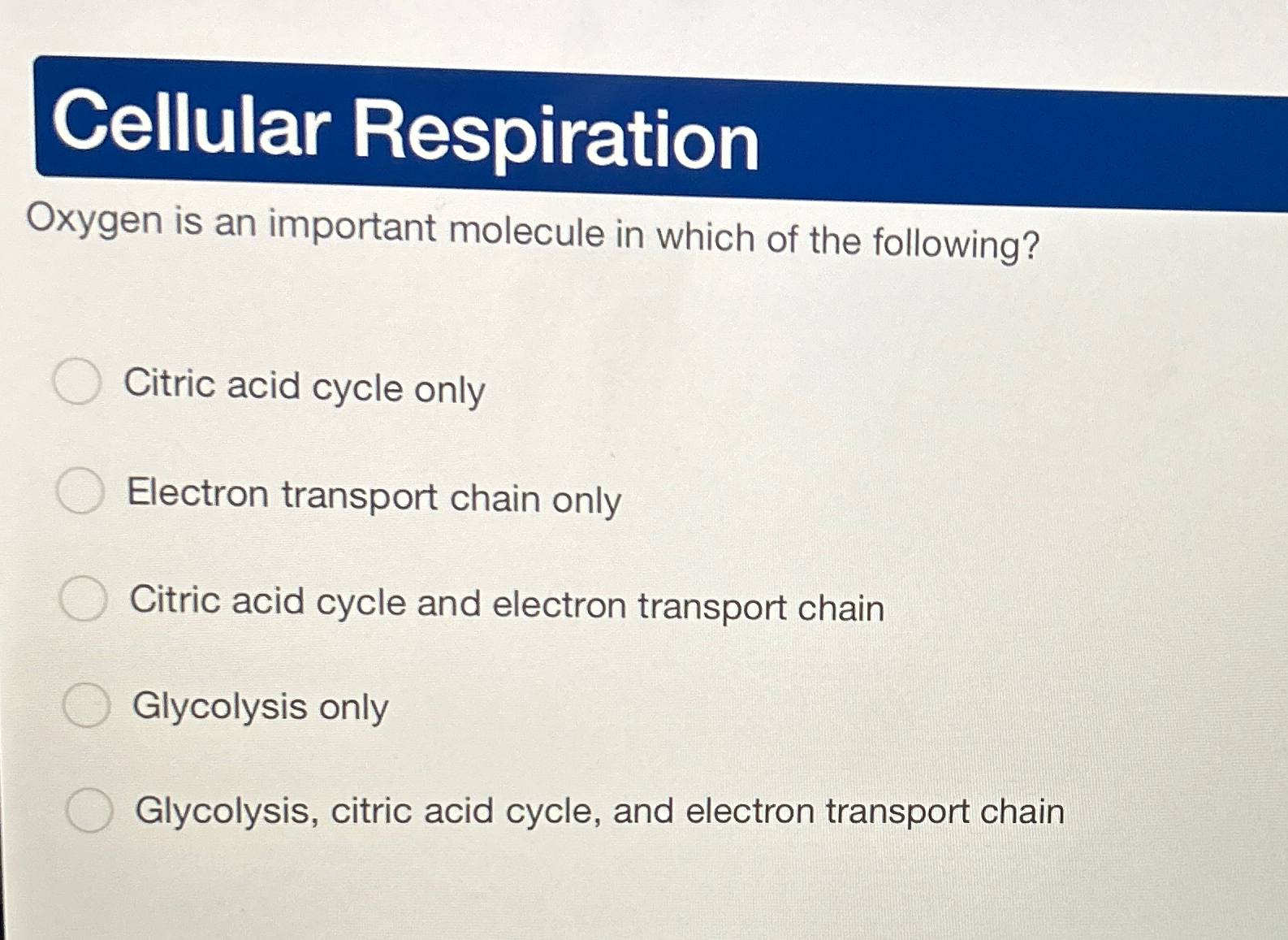 Solved Cellular RespirationOxygen is an important molecule | Chegg.com