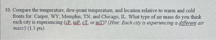 Solved 0. Compare the temperature, dew-point temperature, | Chegg.com