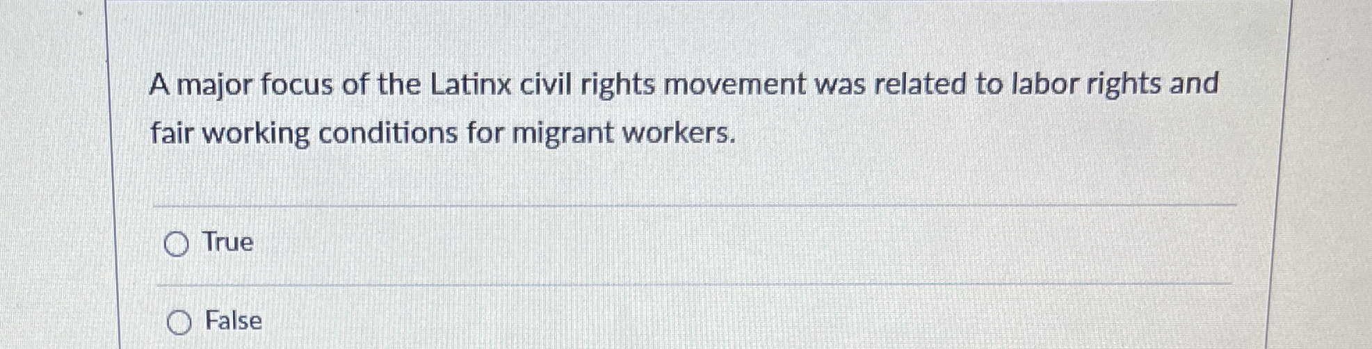 Solved A major focus of the Latinx civil rights movement was | Chegg.com