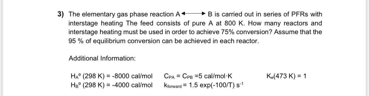 The elementary gas phase reaction | Chegg.com