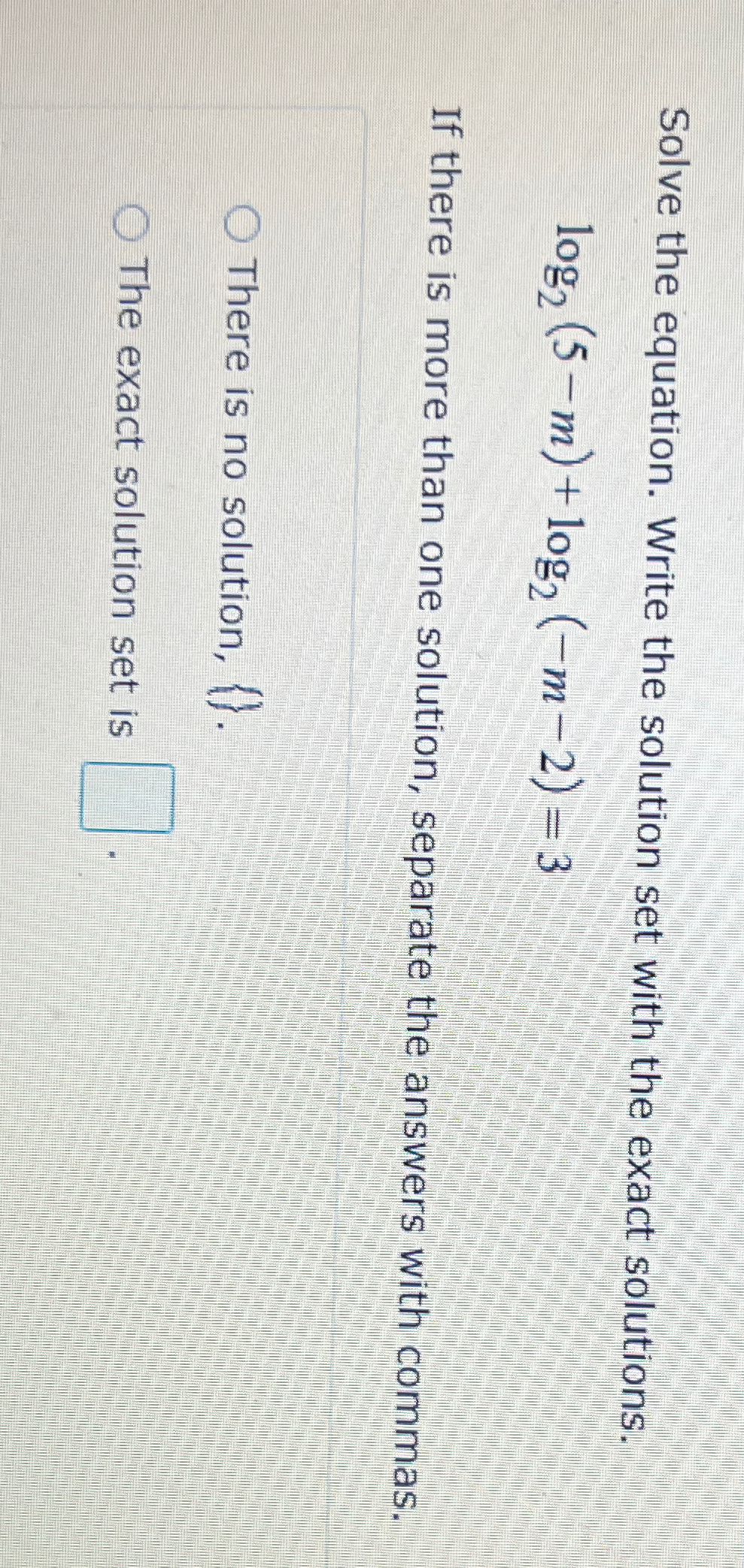Solved Solve the equation. Write the solution set with the | Chegg.com
