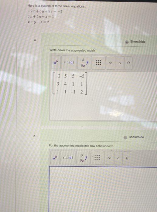 Solved Here is a system of three linear equations: | Chegg.com