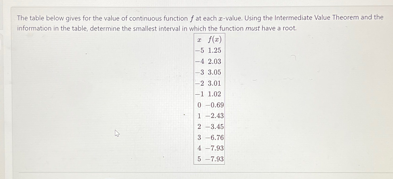 Solved The Table Below Gives For The Value Of Continuous 5472