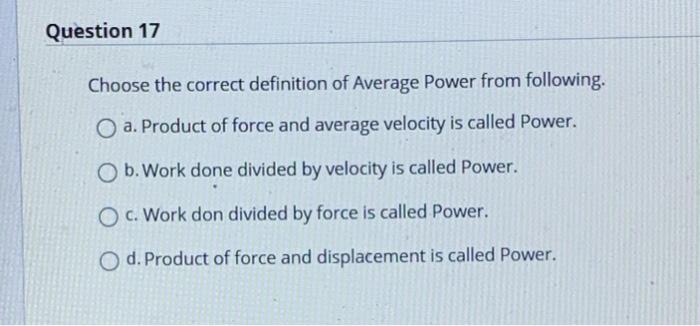 Solved Question 17 Choose the correct definition of Average | Chegg.com