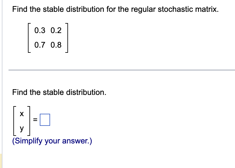 Solved Find the stable distribution for the regular | Chegg.com