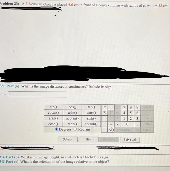 Solved Problem 23: A 2.1 -cm-tall object is placed 4.6 cm in | Chegg.com