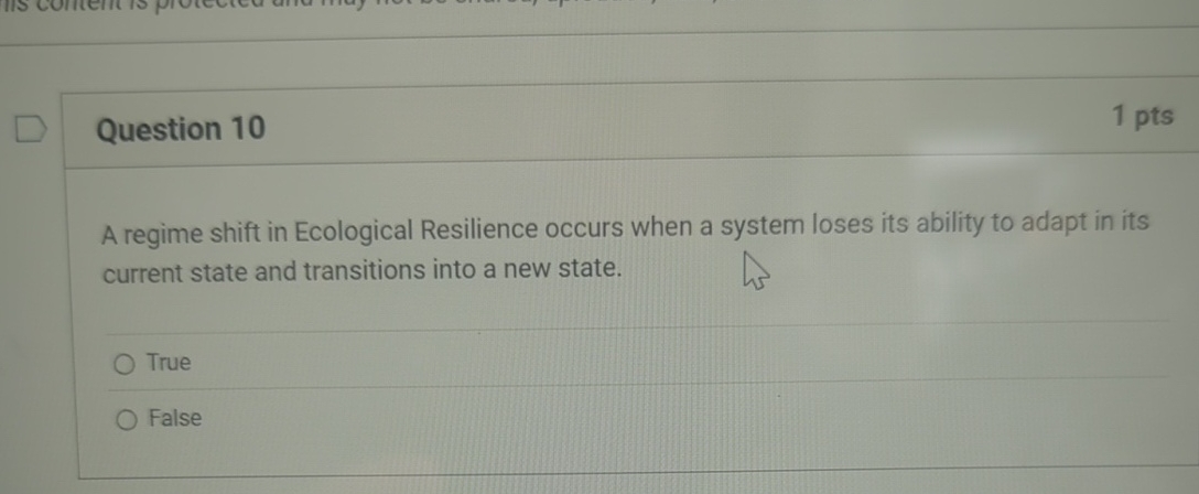 Solved Question 10A regime shift in Ecological Resilience | Chegg.com